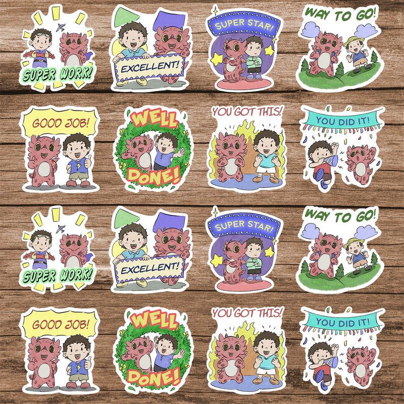 2'' Affirmation Stickers - Diggory Doo and Drew - My Dragon Books